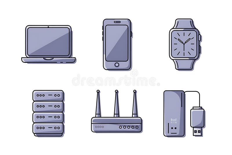 Modern Technology Gadgets Laptop, Smartphone, Smartwatch, Server ...