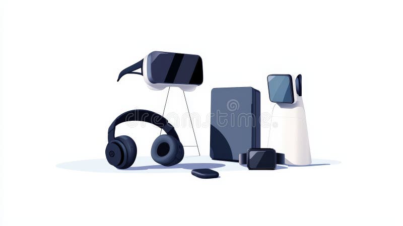 Modern Technology Gadgets White Isolate Background Stock Illustration ...