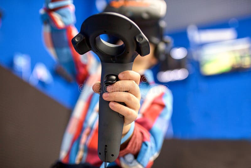 Modern Technology, Gaming and People Concept - Boy in Virtual Reality ...