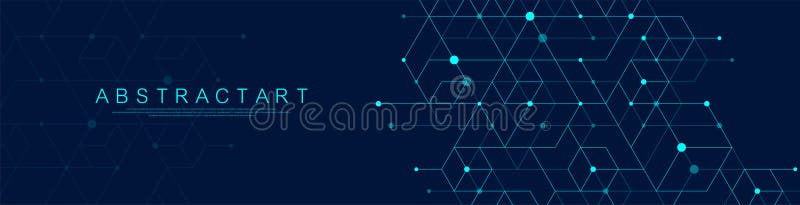 Modern Technology Horizontal Banner Template with Square Grid. Cubes ...