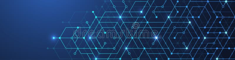 Modern Technology Horizontal Banner Template with Square Grid. Cubes ...