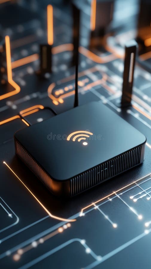 Modern Technology Hub Showcasing a Sleek Black Device Set Against a ...