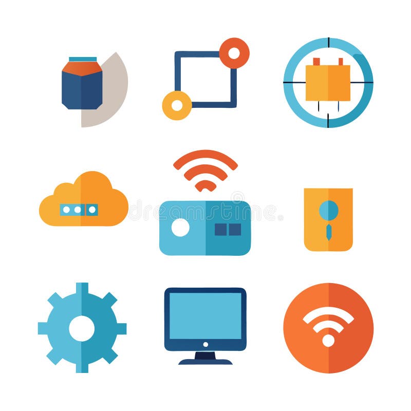 Modern Technology Icon Set with Minimalistic Design Stock Illustration ...