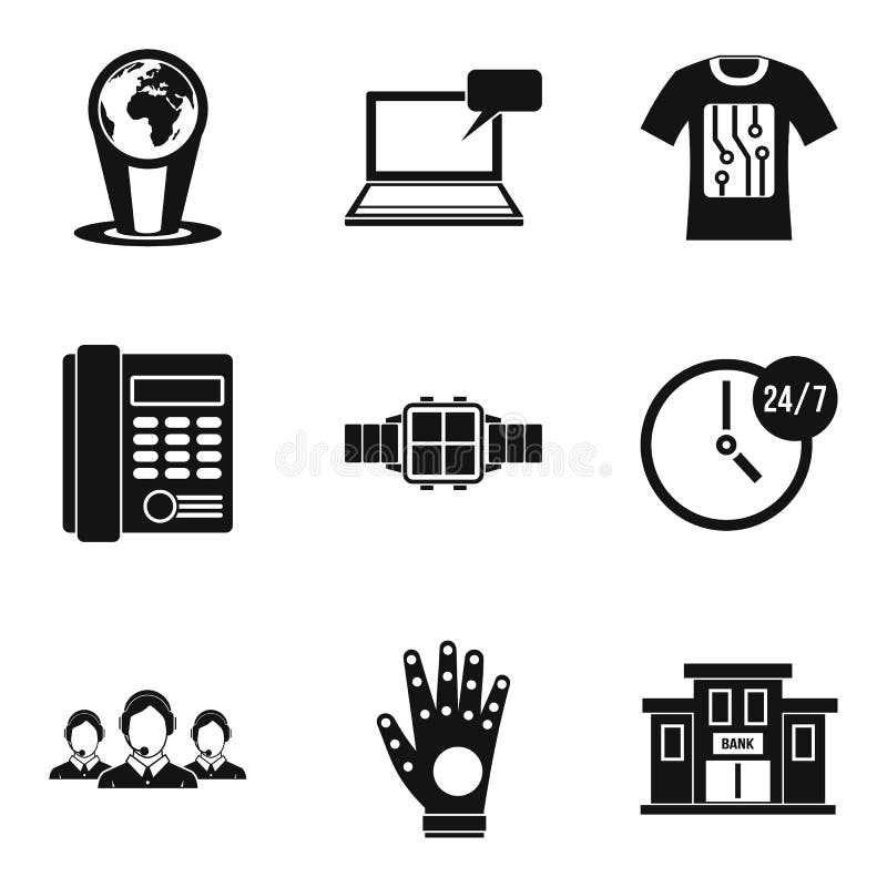 Modern Technology Icon Set, Simple Style Stock Vector - Illustration of ...