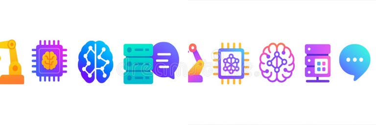 Modern Technology Icons Illustrate Concepts of Automation, Artificial ...