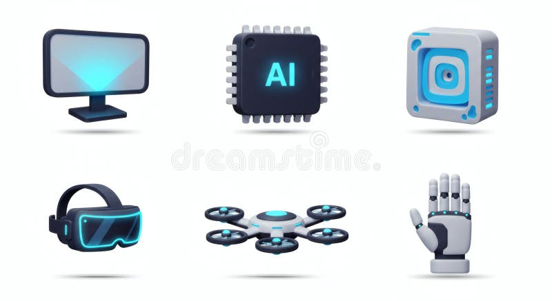 Modern Technology Icons Representing Artificial Intelligence, Virtual ...
