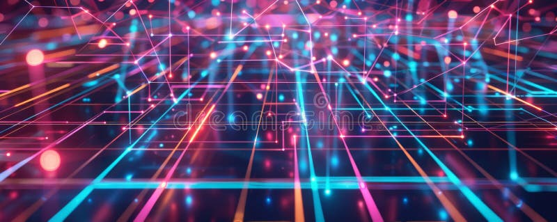 Modern Technology Illustration Featuring a Square Grid Pattern, Lines ...