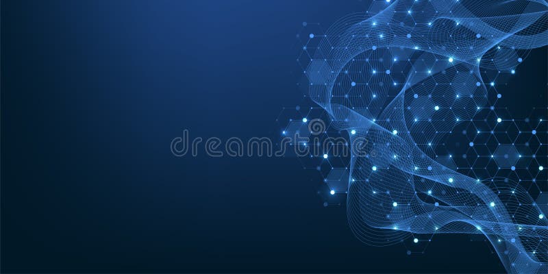 Modern Technology Illustration with Square Grid. Technology Banner ...