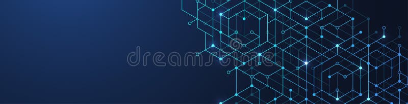 Modern Technology Illustration with Square Grid. Technology Banner ...