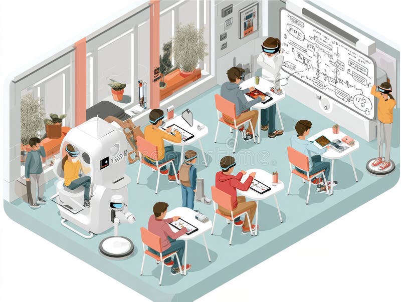A Modern, Technology-infused Classroom with Students Using Laptops ...