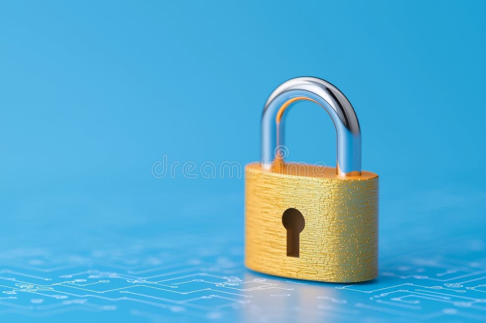 In the Modern Technology Landscape, Golden Padlocks on a Digital ...