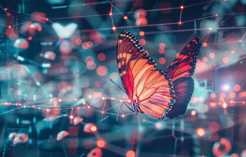 Modern Technology and Life Abstract Butterfly Amidst AI and Digital ...
