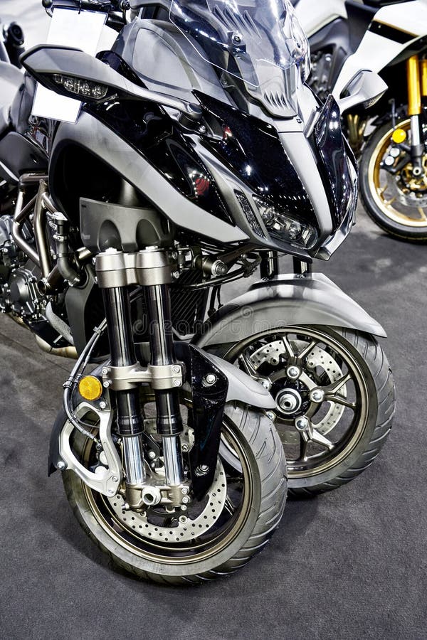 Modern Motorcycle with Two Front Wheels Stock Image - Image of disk ...