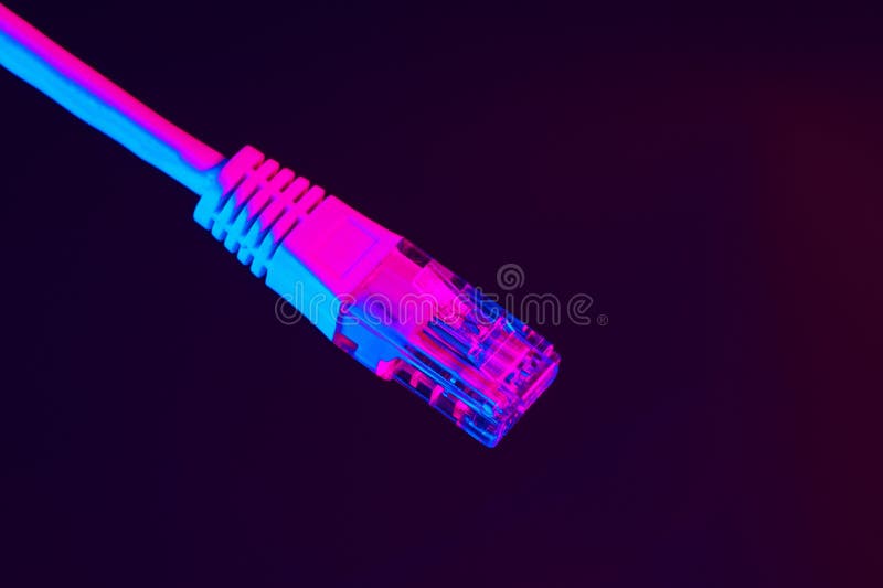Modern Technology Network Cable in Neon Light. Stock Image - Image of ...