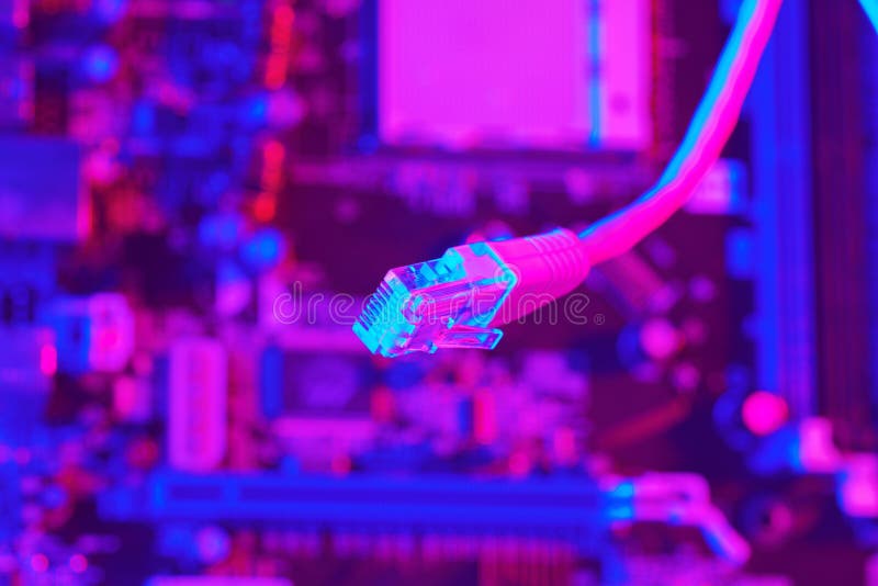 Modern Technology Network Cable in Neon Light. Stock Photo - Image of ...