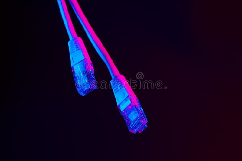 Modern Technology Network Cable in Neon Light. Stock Image - Image of ...