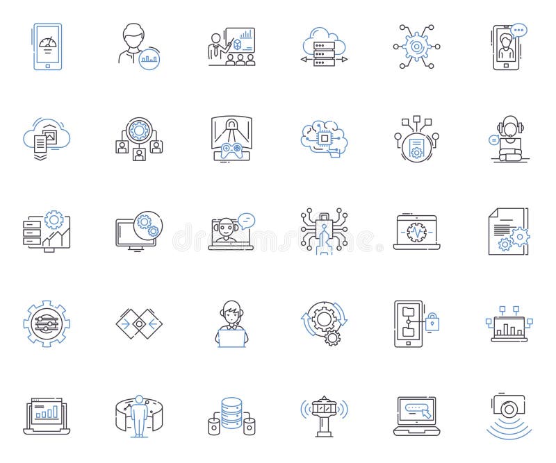 Modern Technology Line Icons Collection. Cybersecurity, Automation ...