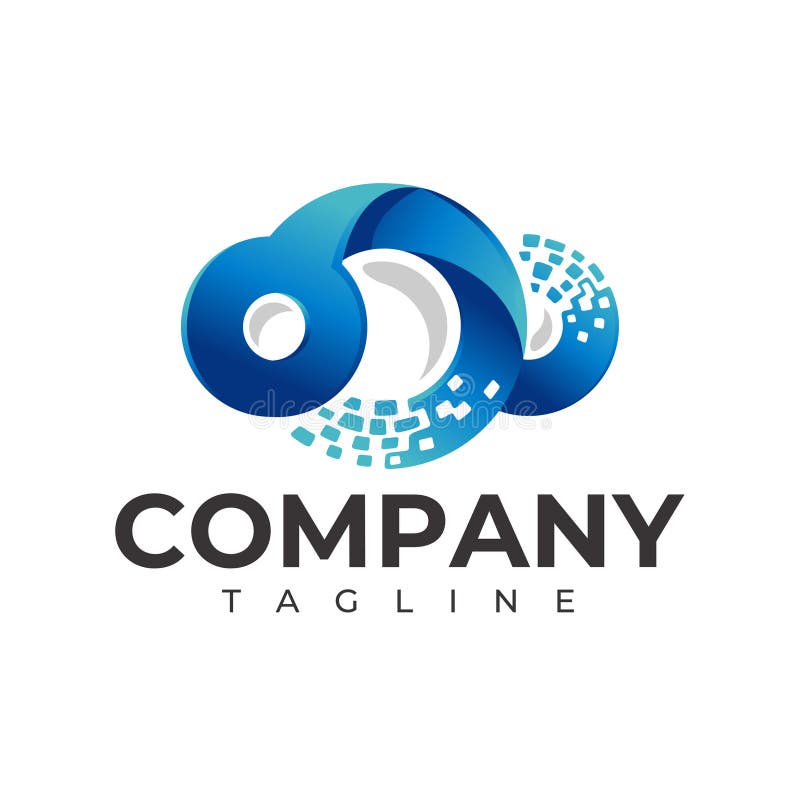 Modern Technology Pixel Cloud Logo Design Branding Stock Vector ...