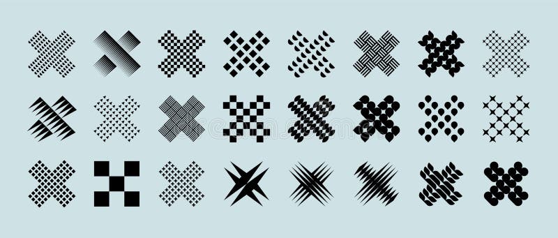 Modern Technology Pixel Cross Letter X Logo Set Stock Illustration ...