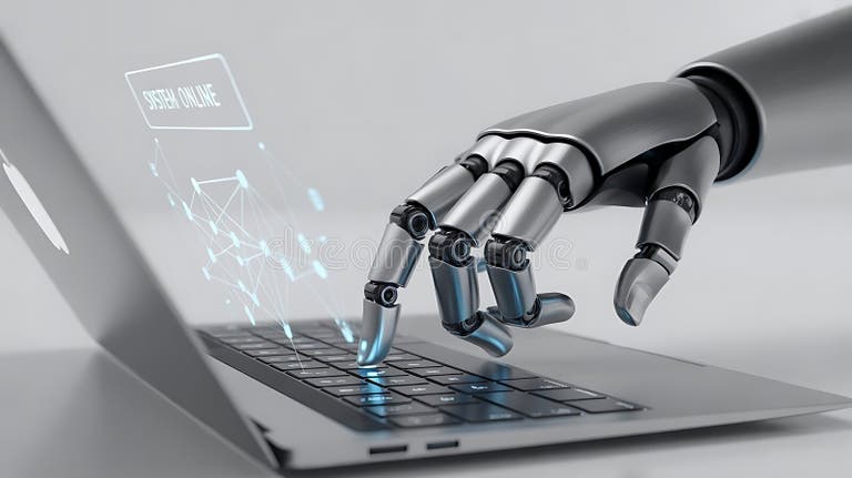 Modern Technology and Robotics in Digital Workspace Stock Illustration ...