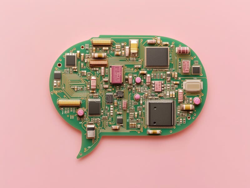 Modern Technology Speech Bubble with Circuit Board Composition Stock ...