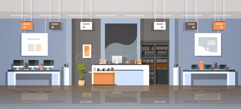 Modern Technology Store Interior Digital Computer Laptop Screen ...