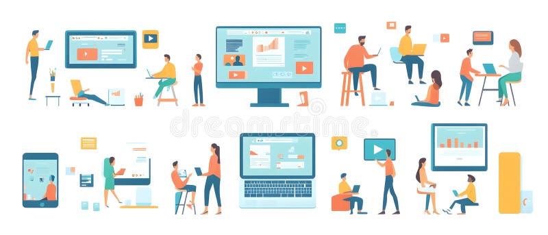 Modern Technology Vectors for Engaging Digital Work Environments Stock ...