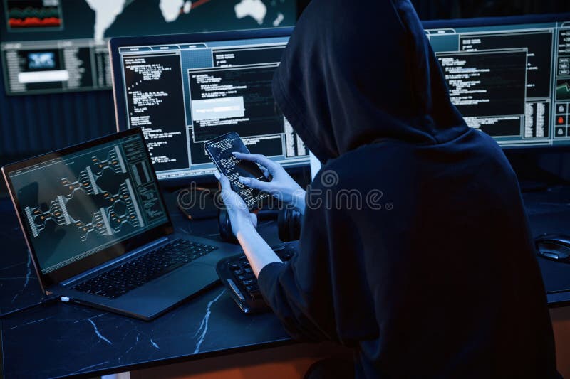 Modern Technology. Young Professional Female Hacker is Indoors by ...