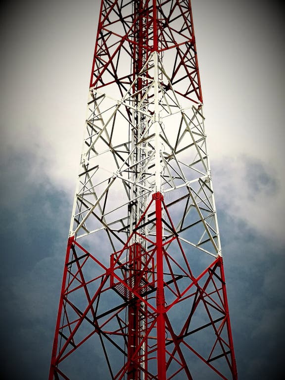 Modern Telecom Tower Reaching into Blue Sky – Symbol of Mobile ...