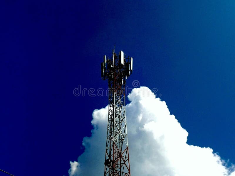 Modern Telecom Tower Reaching into Blue Sky – Symbol of Mobile ...