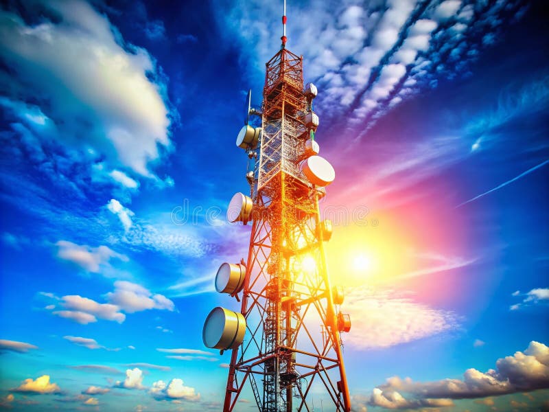 Modern Telecommunication Tower Soars Against a Clear Sky a Symbol of ...