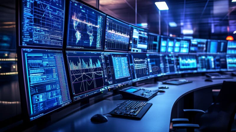 Modern Telecommunications Control Center with Monitors Stock ...