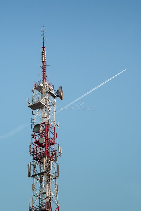 Modern Telecommunications Tower. Stock Photo - Image of industry, base ...