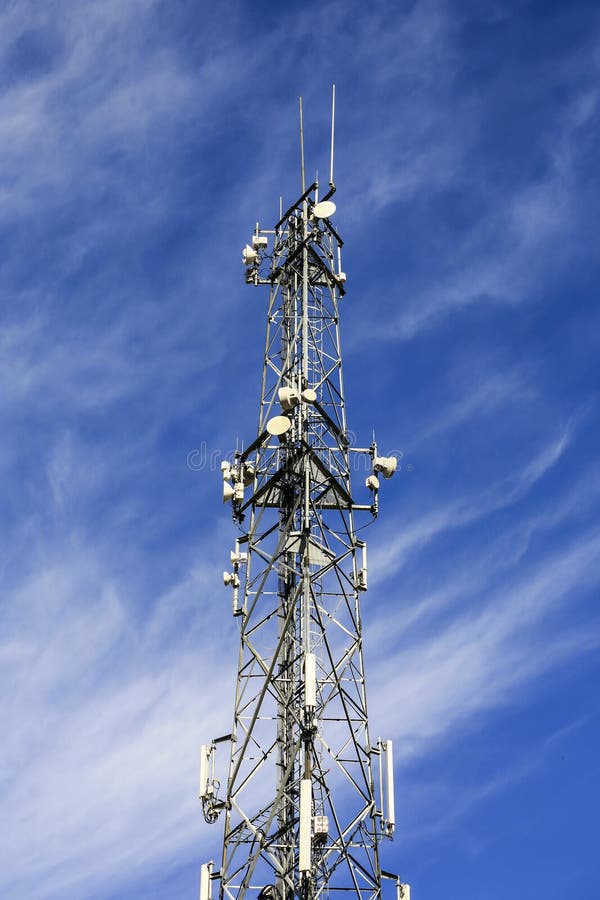 Modern Telecommunications Tower. Stock Image - Image of broadcasting ...
