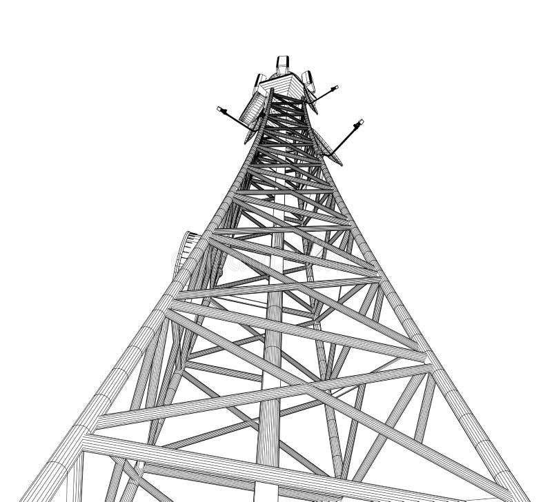 The Telecommunication Tower Stock Illustration - Illustration of people ...