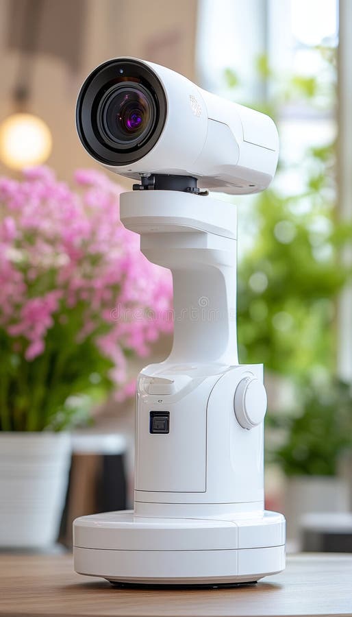 Modern Telemedicine Camera Setup on a Table with Indoor Plants, Ready ...