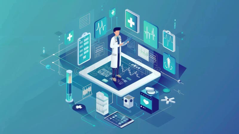 Modern Telemedicine Platform Interface on Tablet for Video Consultation ...