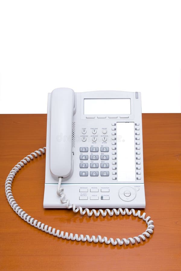 Modern telephone on table stock photo. Image of screen - 10596658