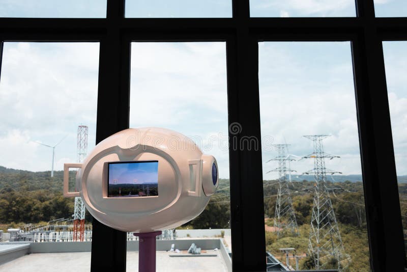 Modern Telescope in Front of Wide Windows Stock Photo - Image of ...