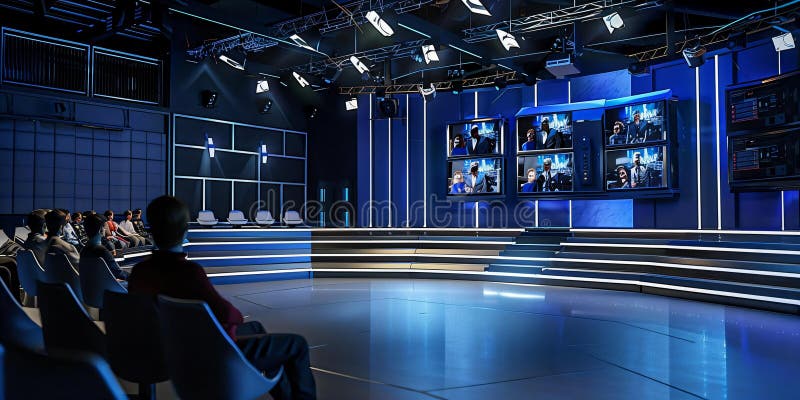 Modern Television Studio Event Space Dramatic Atmosphere Featuring ...