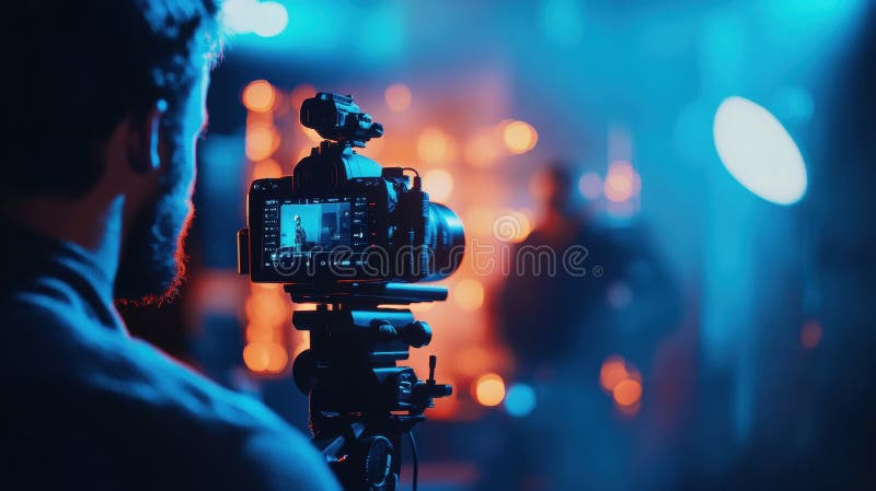 In a Modern Television Studio, an Interview is Being Recorded with a ...