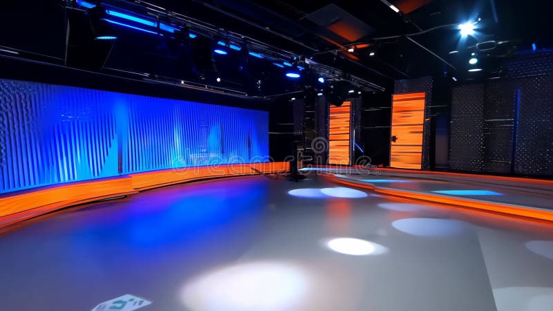 Modern Television Studio Setup Showcasing Vibrant Lighting and Advanced ...