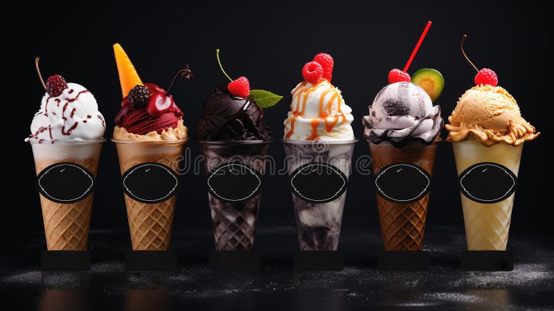 Modern Template Design of Ice Cream Menu on Black Background, Easy To ...