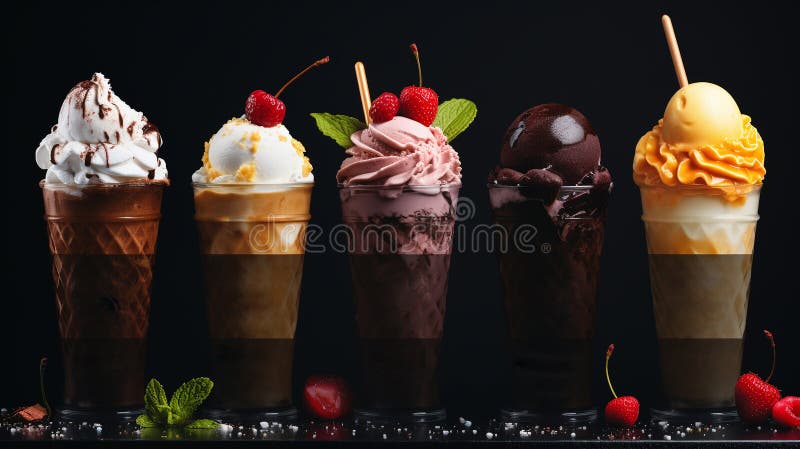 Modern Template Design of Ice Cream Menu on Black Background, Easy To ...