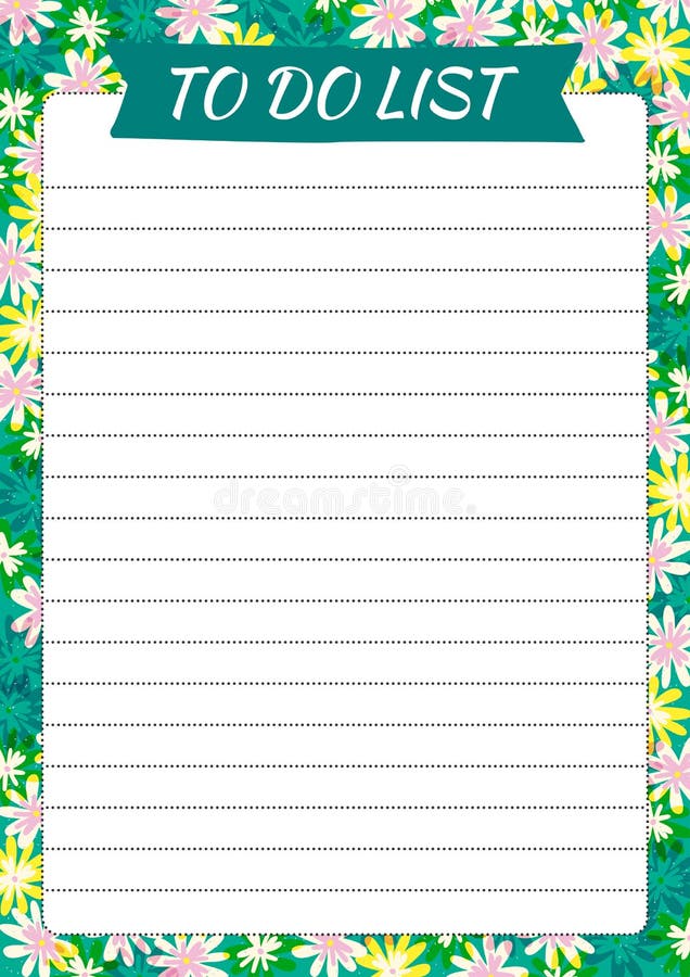 List TO DO with Spring Flower on Green Background. Stock Vector ...