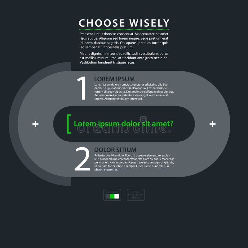 Modern Template with Two Options in Flat Style on Dark Gray Background ...