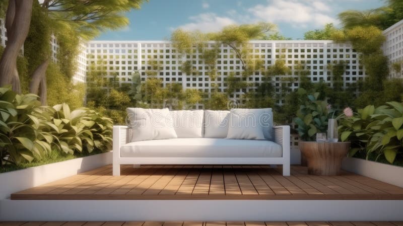 Modern Terrace, Beautiful and Simple Garden Decor, Design Idea Stock ...