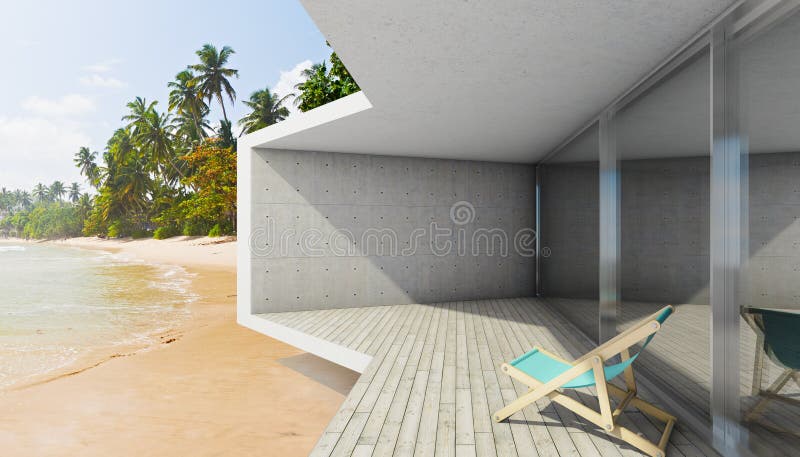 Modern Terrace with Large Bay Window Stock Illustration - Illustration ...