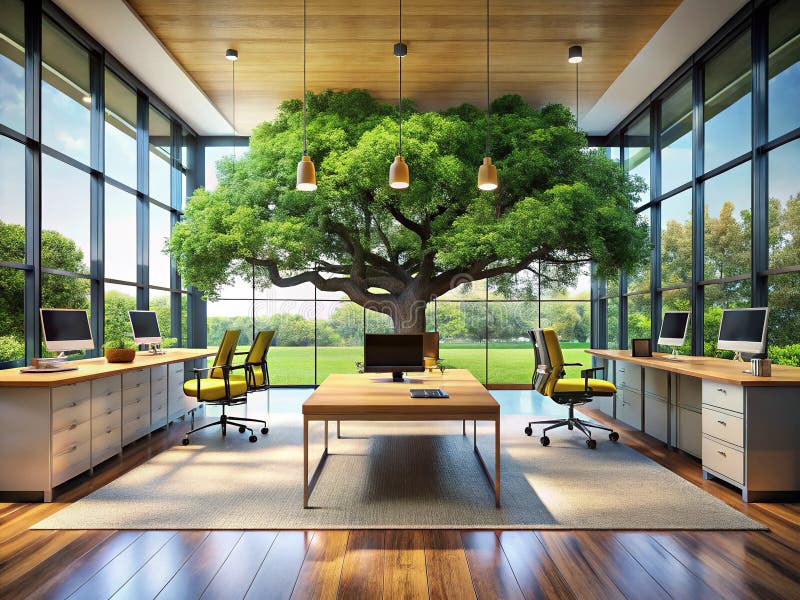 Modern Texas Office Interior Design Featuring a Dramatic Live Oak ...