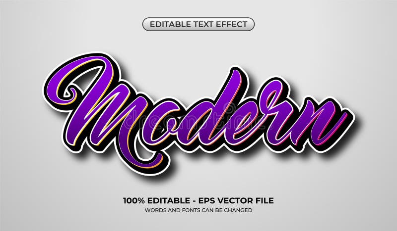 Modern Text Effect. Editable 3D Purple Text Effect Stock Vector ...